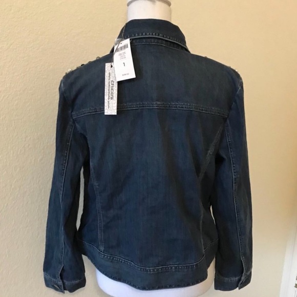 Chico's | Jackets & Coats | Nwt Chicos Denim Embellished Jacket | Poshmark